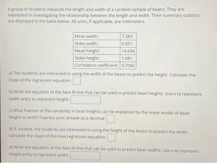 Solved A group of students measure the length and width of a | Chegg.com