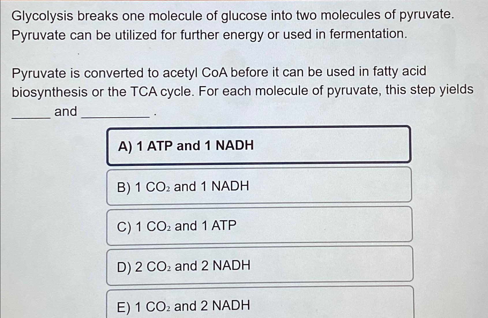 Solved Glycolysis breaks one molecule of glucose into two | Chegg.com