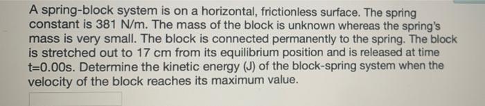 Solved A spring-block system is on a horizontal, | Chegg.com