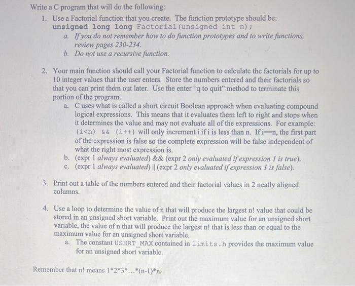 Solved Write a C program that will do the following: 1. Use | Chegg.com Solved Write a C program that will do the following: 1. Use | Chegg.com