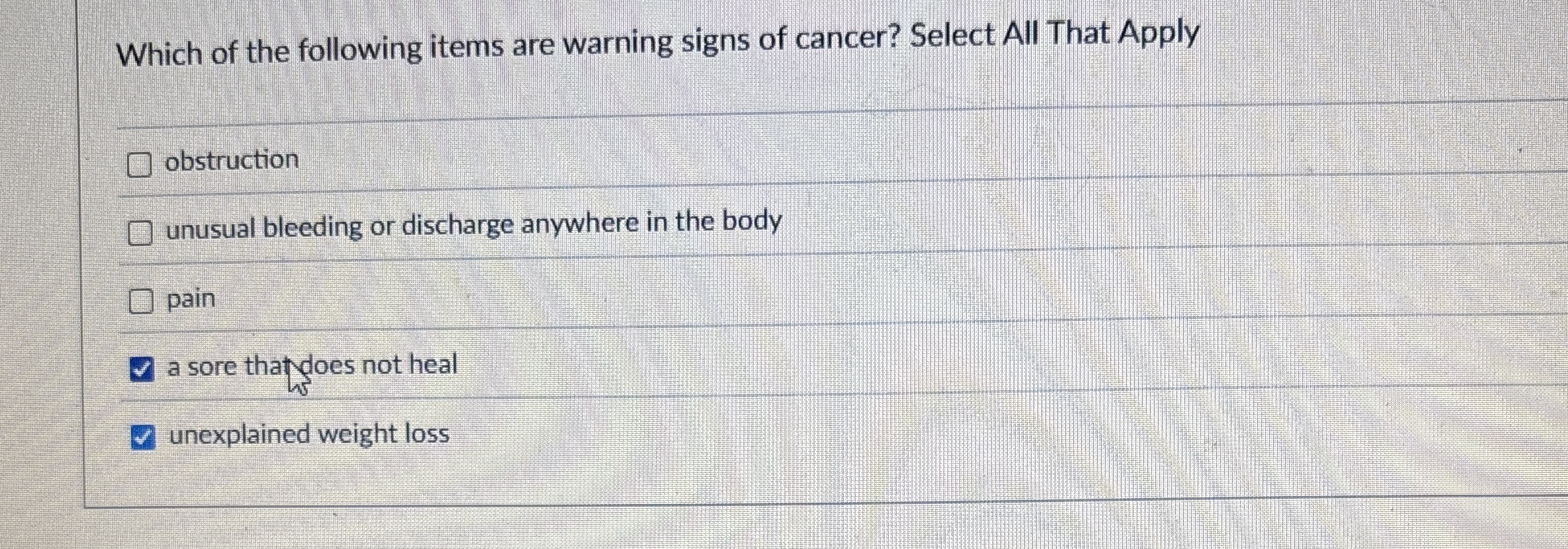 Solved Which of the following items are warning signs of | Chegg.com