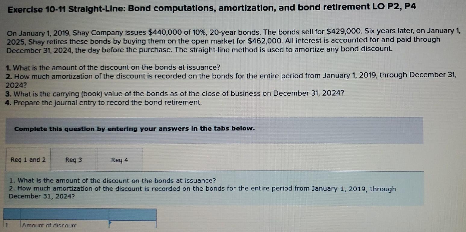 Solved Exercise 10-11 Straight-Line: Bond computations, | Chegg.com