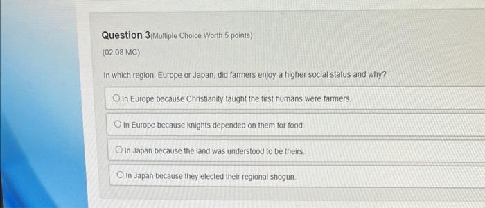 Question 1 (Multiple Choice Worth 5 points) (02.08 | Chegg.com