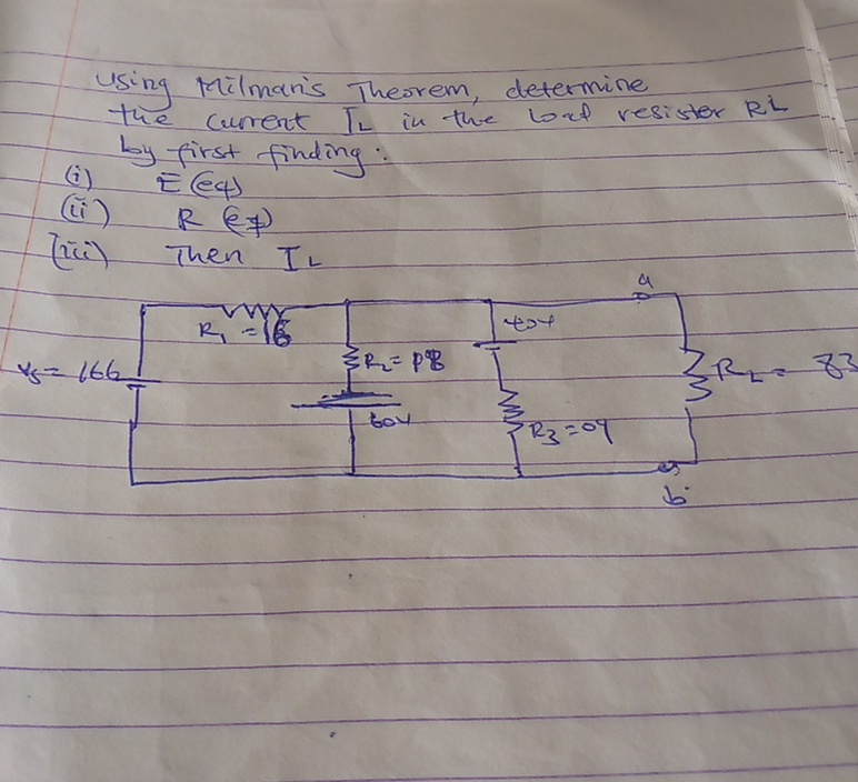 Solved Using Milman's Theorem, determinethe current IL ﻿in | Chegg.com
