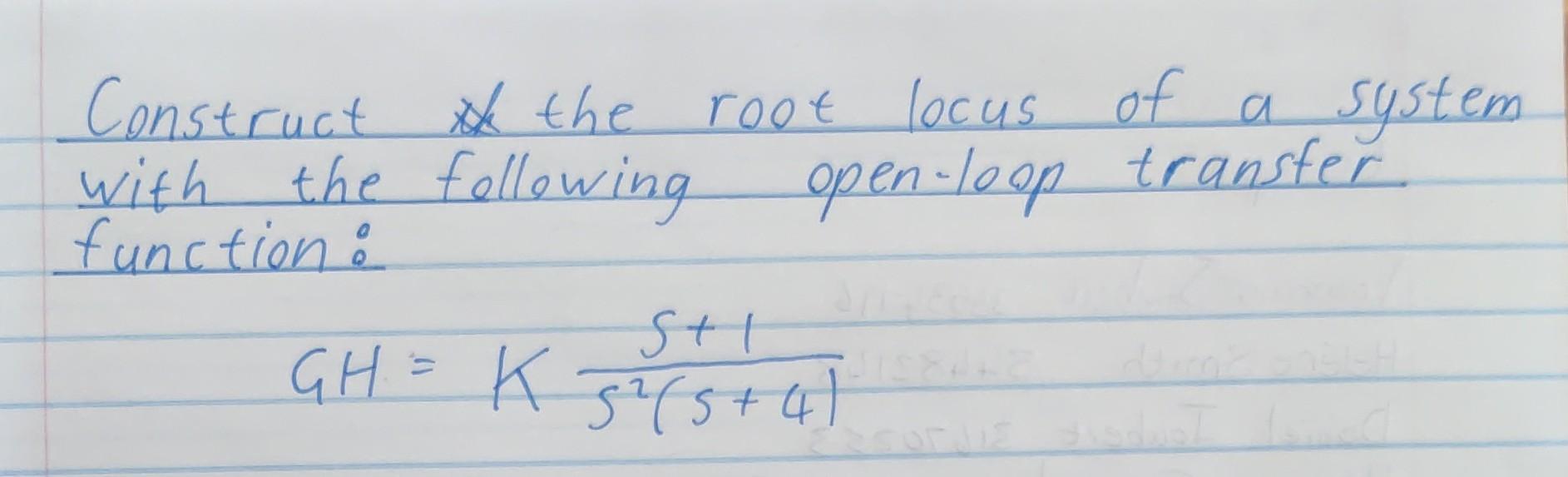 Solved Construct a root locus of a system with the following | Chegg.com