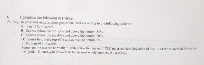 Solved 6. Complete the following in Python An English | Chegg.com