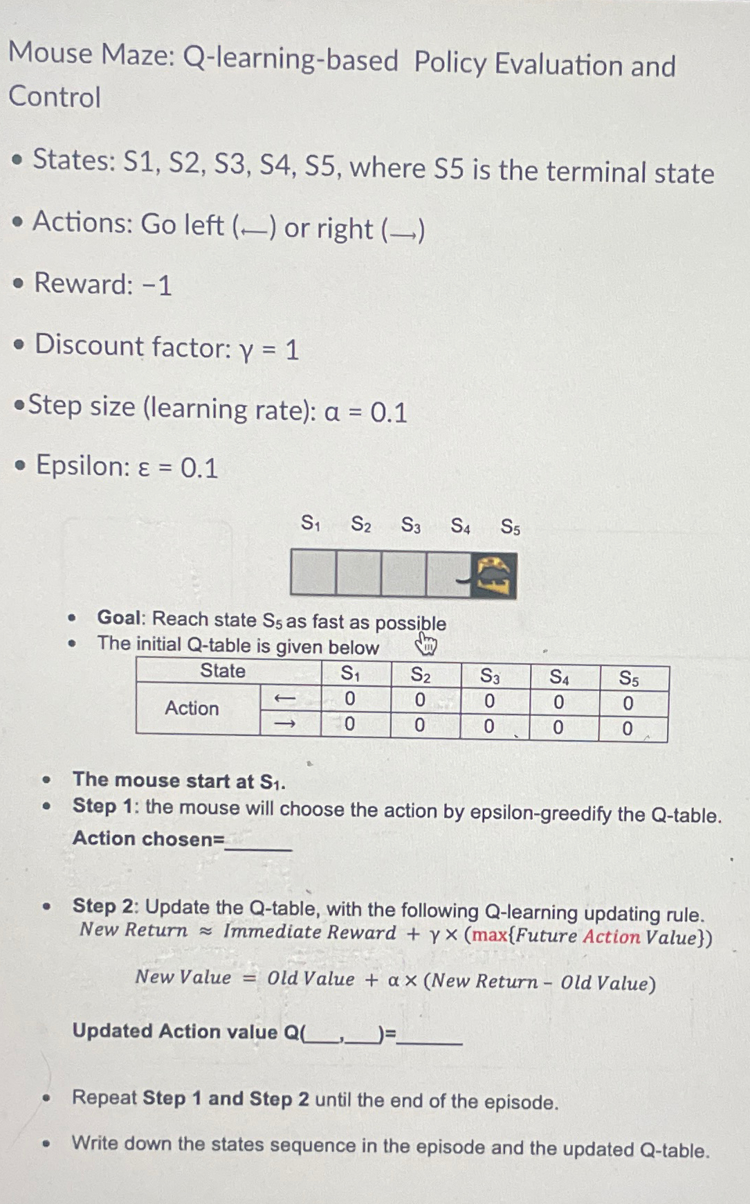 Solved Mouse Maze: Q-learning-based Policy Evaluation and | Chegg.com