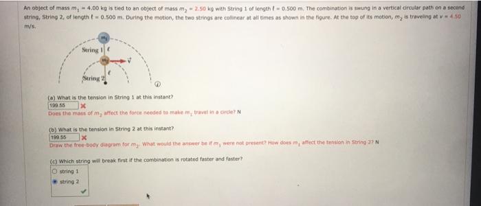 Solved An object of mass m1=4.00 kg is tied to an object of | Chegg.com Solved An object of mass m1=4.00 kg is tied to an object of | Chegg.com