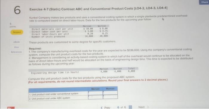 Solved Exercise 4-7 (Static) Contrast ABC and Conventional | Chegg.com