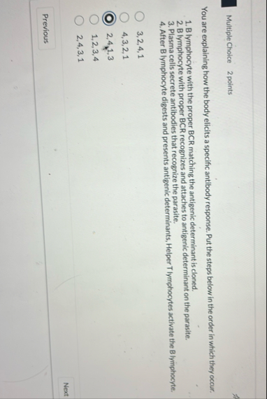 Solved Multiple Choice 2 ﻿pointsYou are explaining how the | Chegg.com