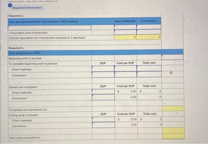 Solved Required a. Exercise 16-10A (Algo) FIFO: | Chegg.com