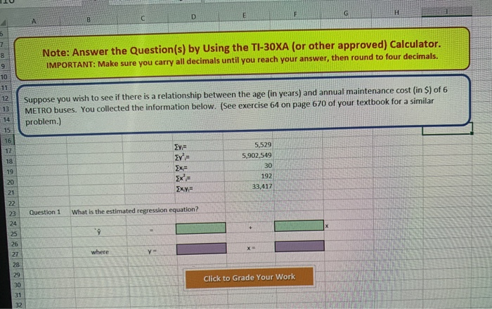 Solved Note: Answer the Question(s) by Using the TI-30XA (or | Chegg.com