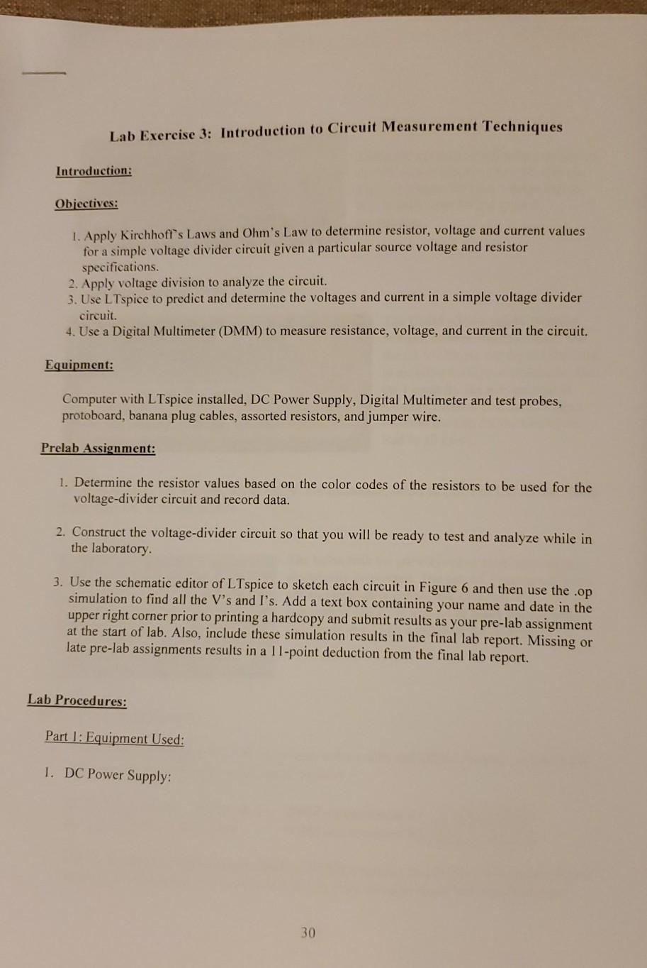 Solved Lab Exercise 3: Introduction to Circuit Measurement | Chegg.com