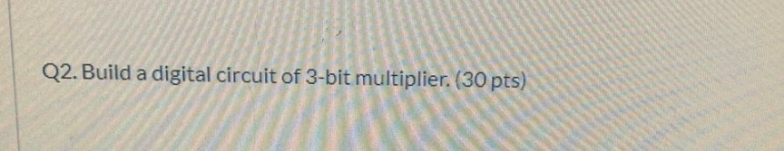 Solved Q2. Build a digital circuit of 3-bit multiplier. (30 | Chegg.com