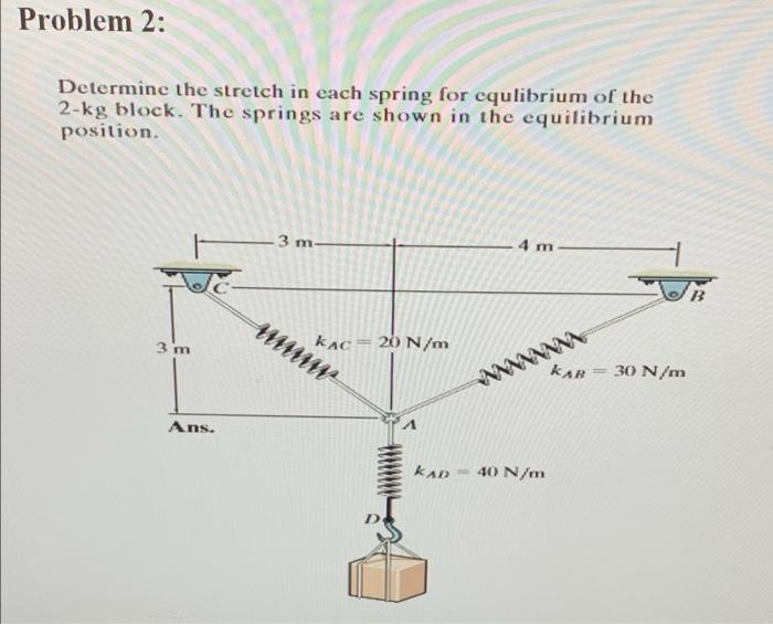 Solved Problem 2: Determine the stretch in each spring for | Chegg.com