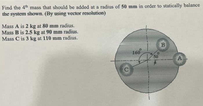 Solved Find the 4th mass that should be added at a radius of | Chegg.com