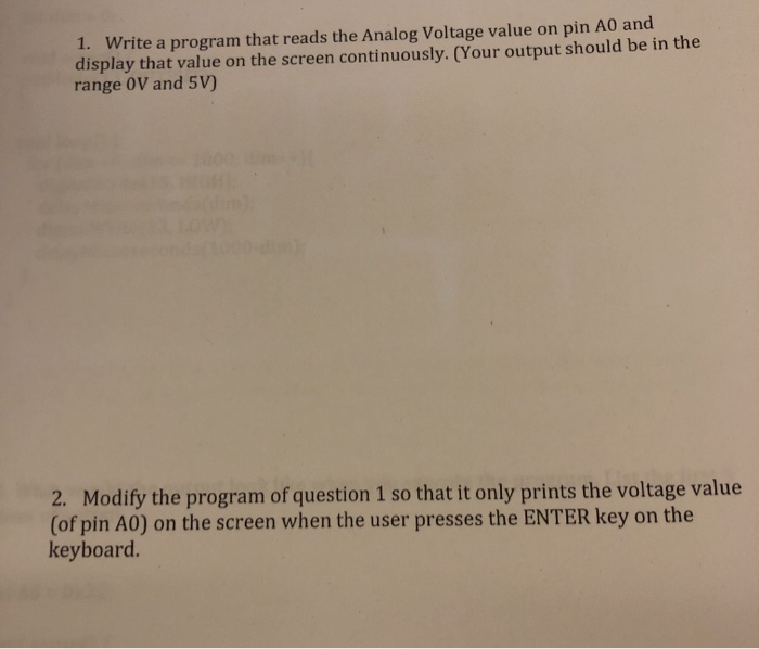 Solved 1 Write A Program That Reads The Analog Voltage 0820