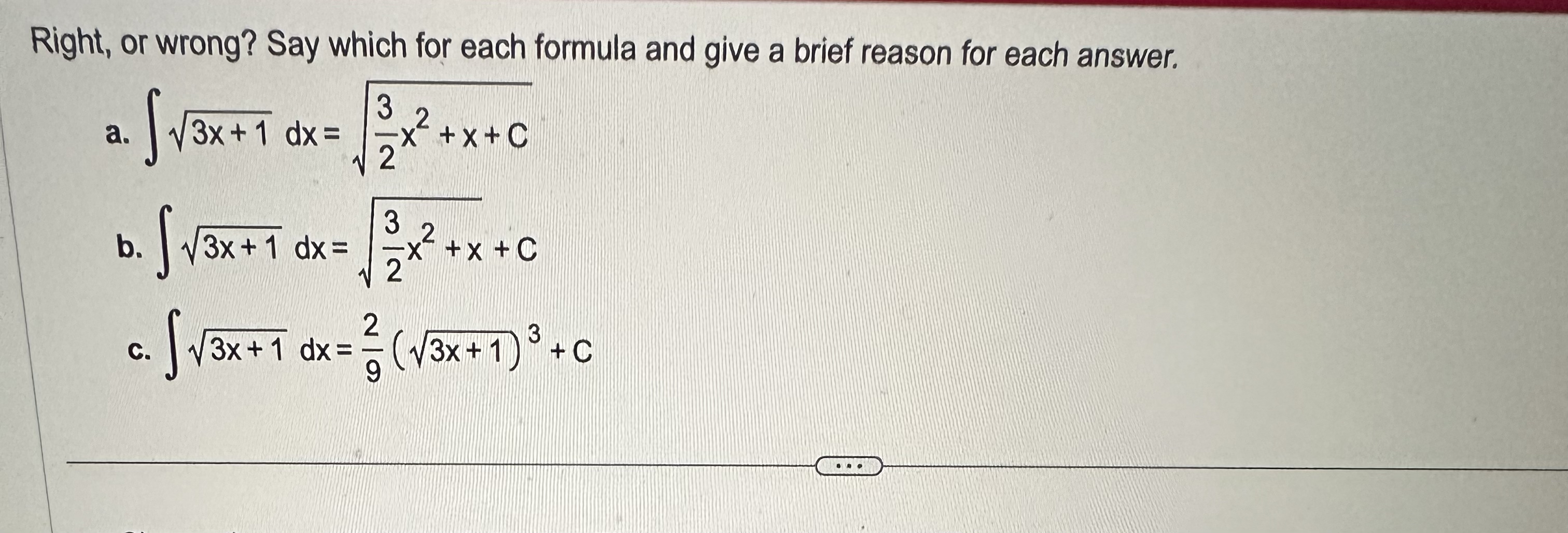 Solved Right, or wrong? Say which for each formula and give | Chegg.com