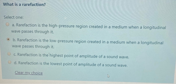 Solved What is a rarefaction? Select one: a. Rarefaction is | Chegg.com