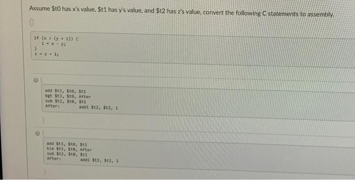 Solved Assume $t0 has x's value. $t1 has y's value, and $12 | Chegg.com