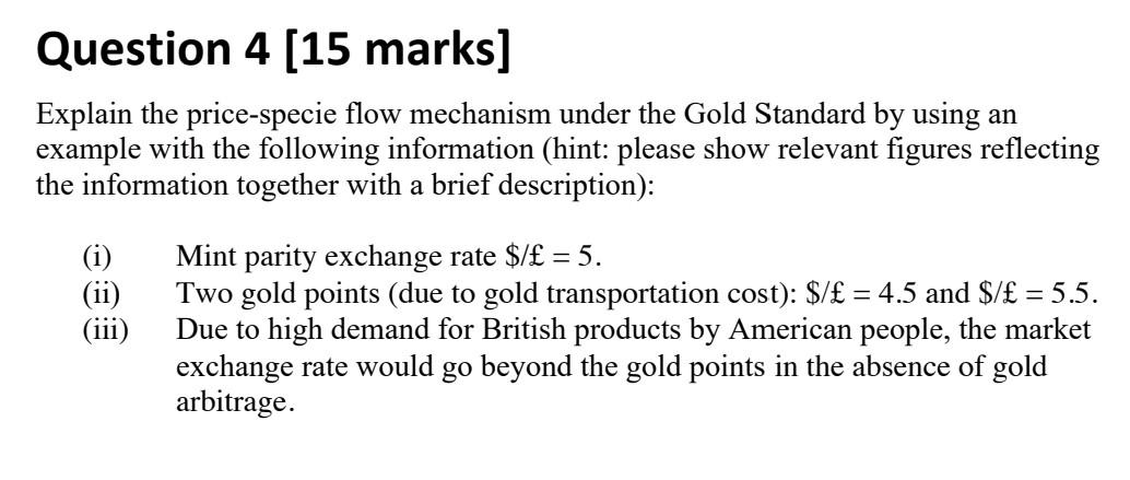 Solved Explain the price-specie flow mechanism under the | Chegg.com