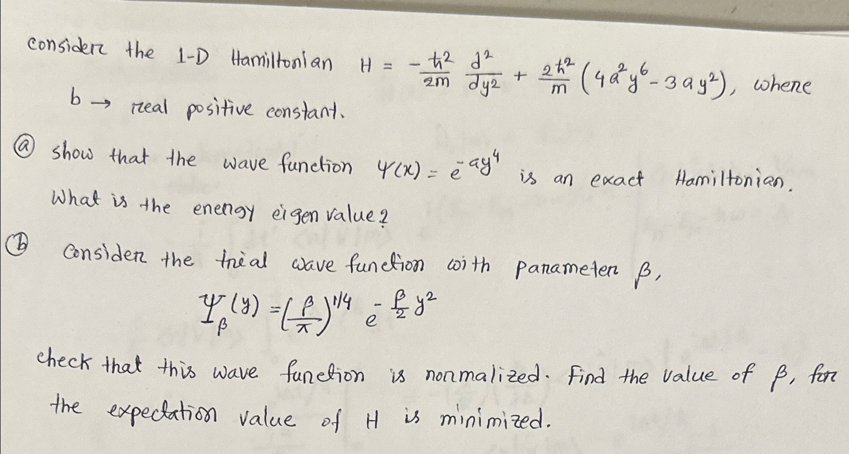 Solved Consider the 1-D Hamiltonian | Chegg.com