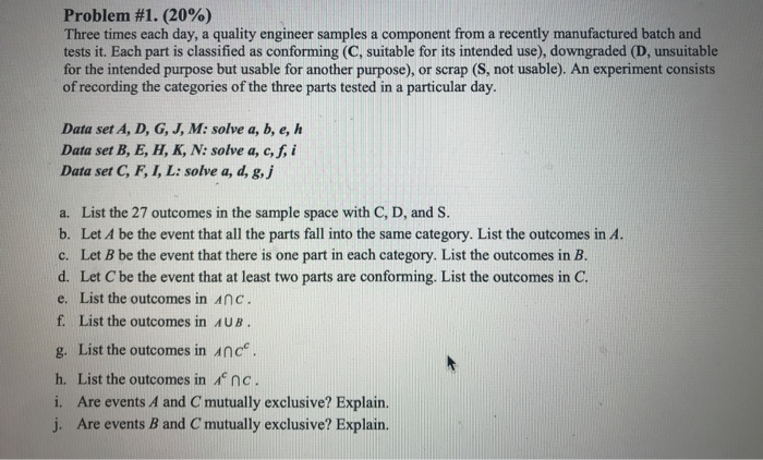 Solved Problem #1. (20%) Three times each day, a quality | Chegg.com