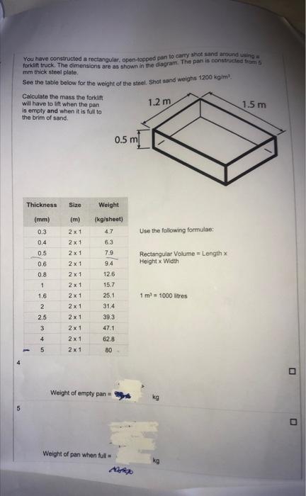 Solved You have constructed a rectangular, open-topped pan | Chegg.com