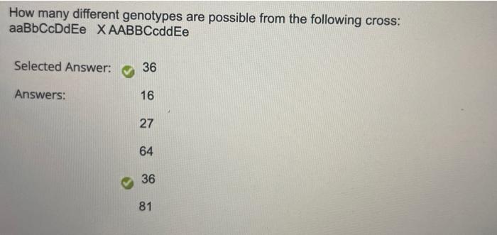 Solved How many different genotypes are possible from the | Chegg.com