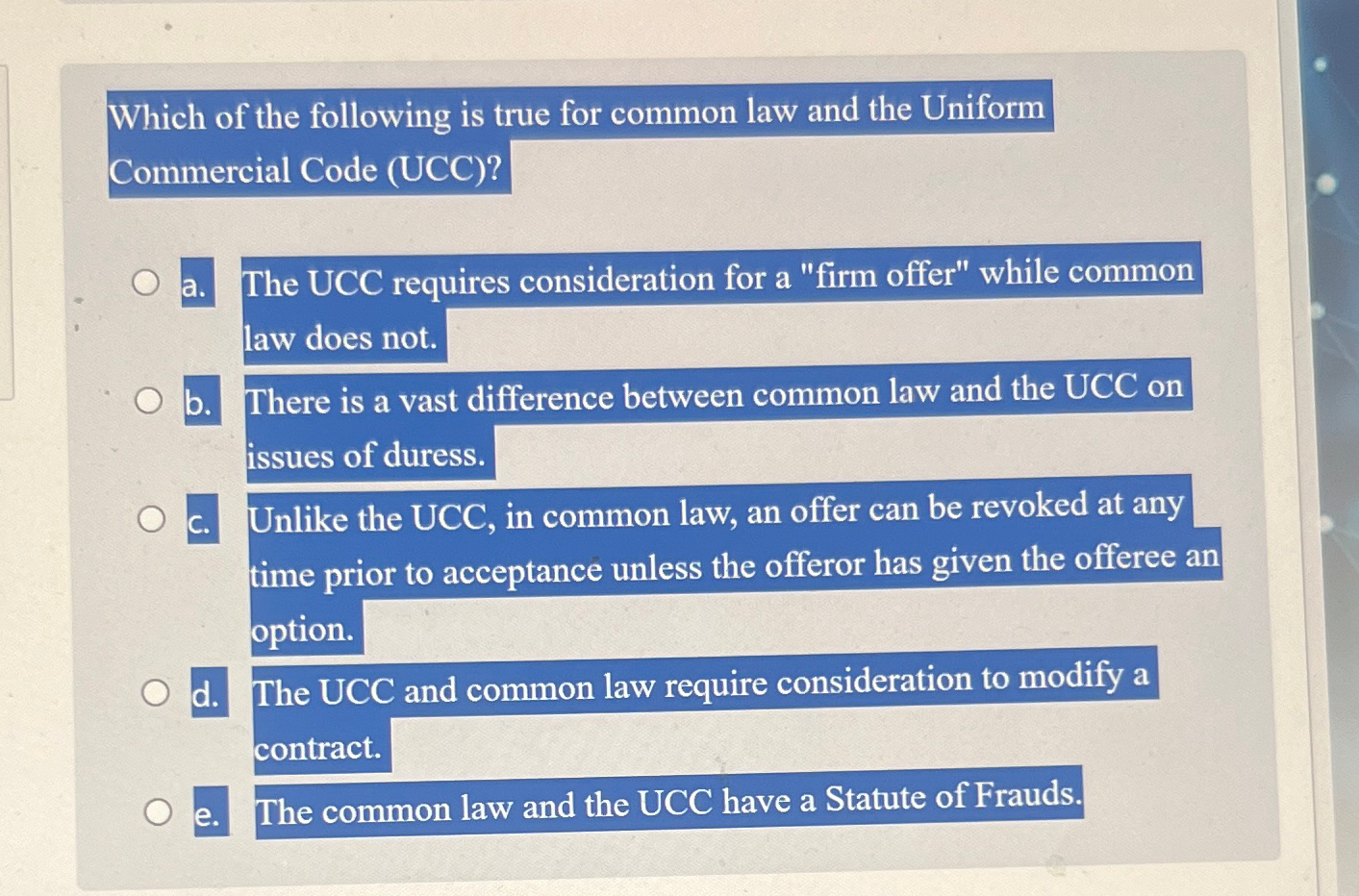 Solved Which of the following is true for common law and the | Chegg.com