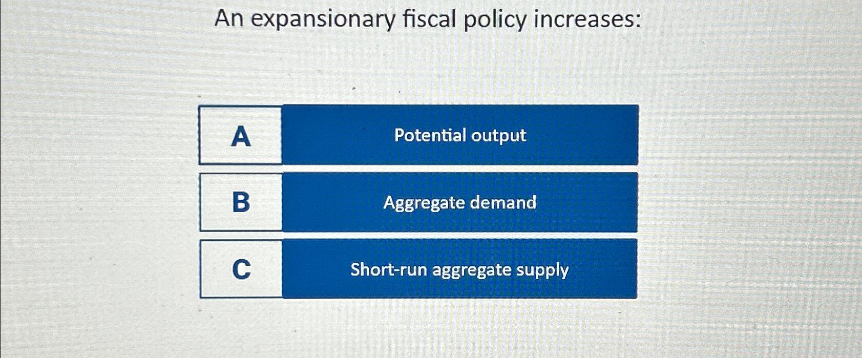 Solved An expansionary fiscal policy | Chegg.com