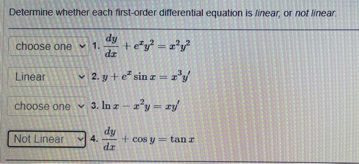 Solved Determine whether each first-order differential | Chegg.com
