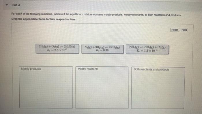 Solved Part A For each of the following reactions, indicate | Chegg.com
