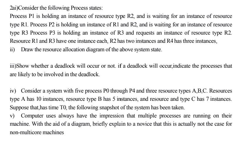 Solved 2ai)Consider the following Process states: Process P1 | Chegg.com