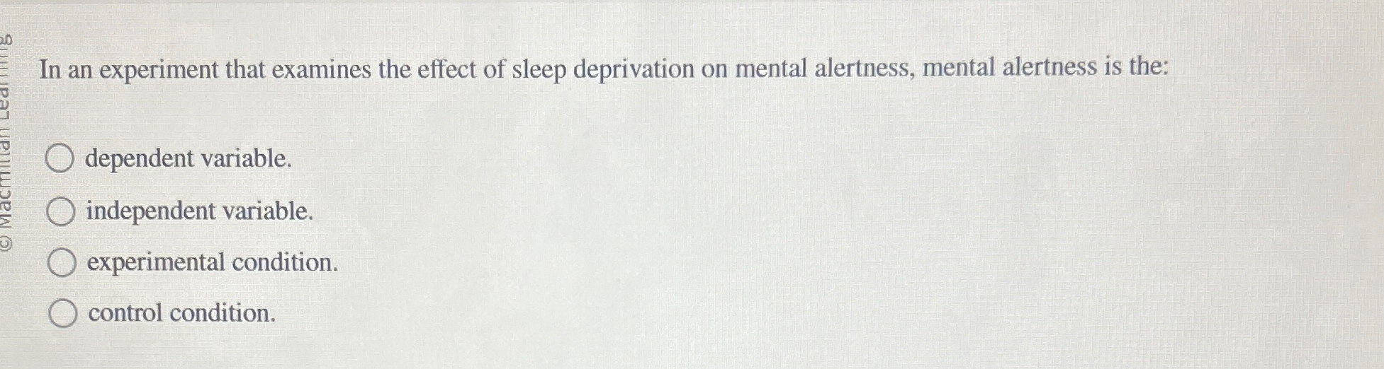 Solved In an experiment that examines the effect of sleep | Chegg.com