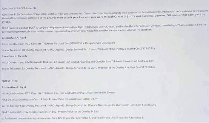 Solved Questions 1-3: LCCA Concepts Questions 4-10, Solve | Chegg.com Solved Questions 1-3: LCCA Concepts Questions 4-10, Solve | Chegg.com
