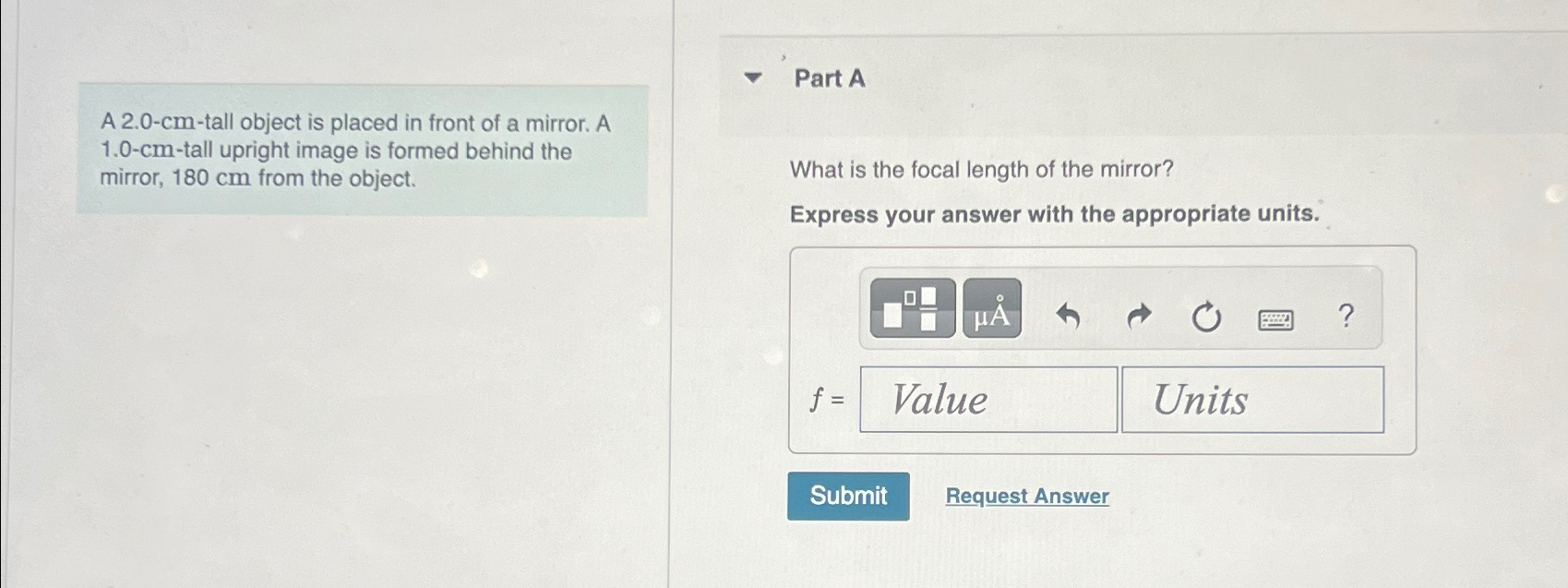 Solved A 2.0-cm-tall object is placed in front of a mirror. | Chegg.com