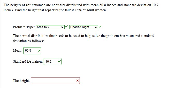 Solved The heights of adult women are normally distributed | Chegg.com