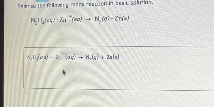 Solved Balance the following redox reaction in basic | Chegg.com