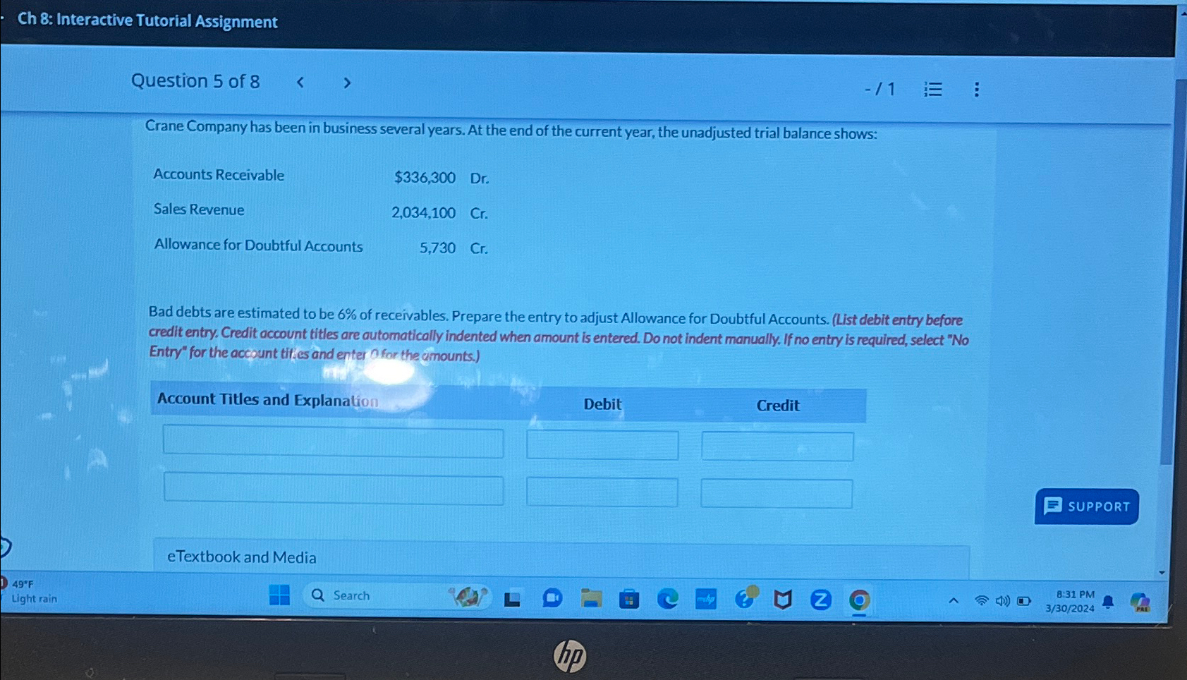 Solved Ch 8: Interactive Tutorial AssignmentQuestion 5 ﻿of | Chegg.com