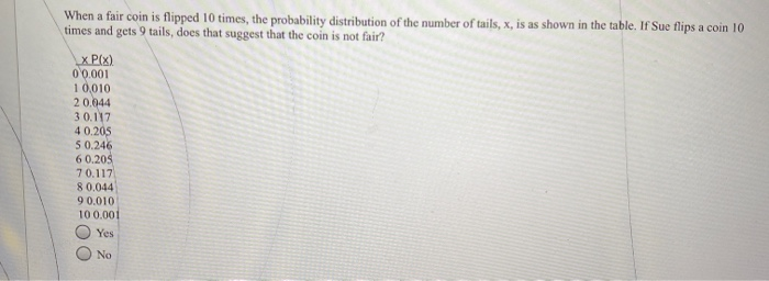 Solved When a fair coin is flipped 10 times, the probability | Chegg.com