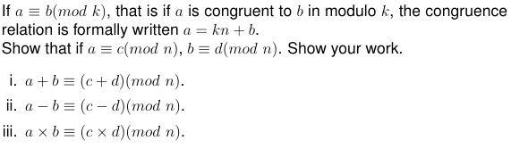 Solved If a-=b(modk), ﻿that is if a ﻿is congruent to b ﻿in | Chegg.com