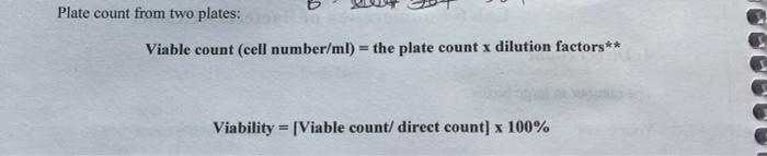 Solved How to calculate Viable count & viability for this | Chegg.com