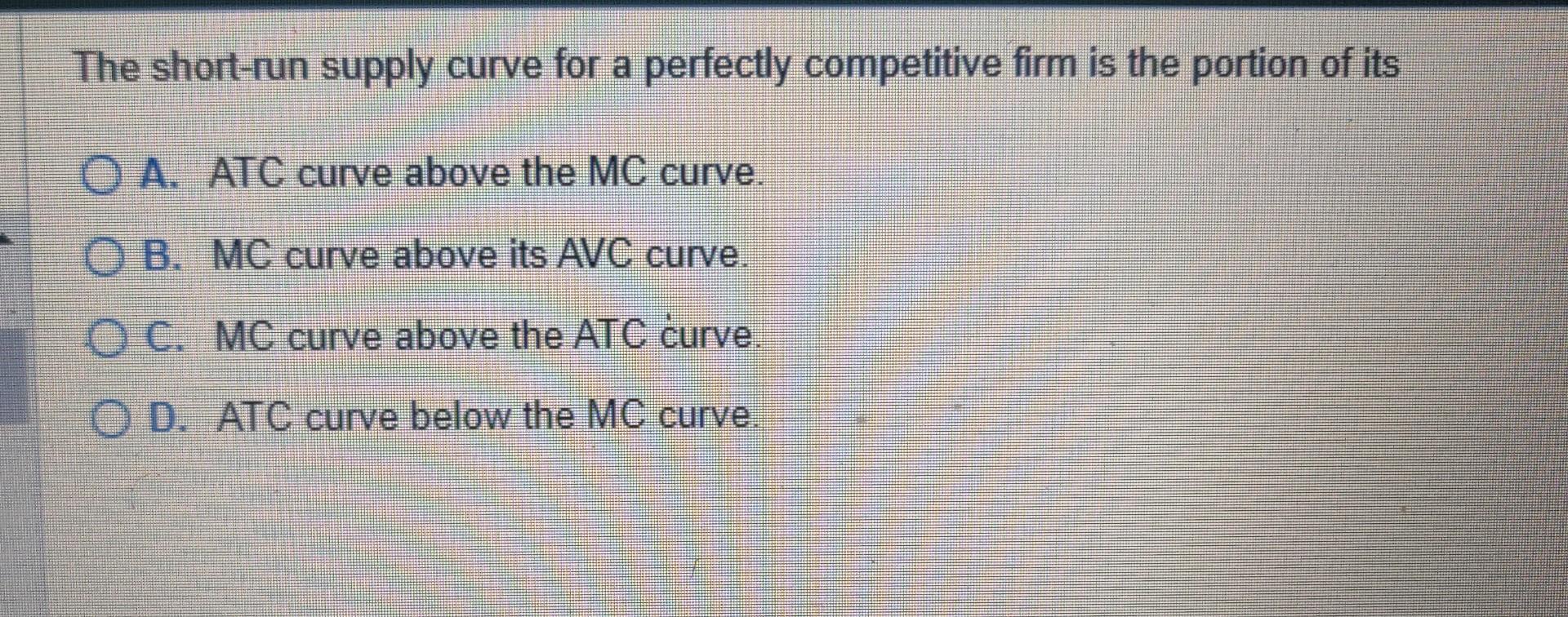Solved The short-run supply curve for a perfectly | Chegg.com