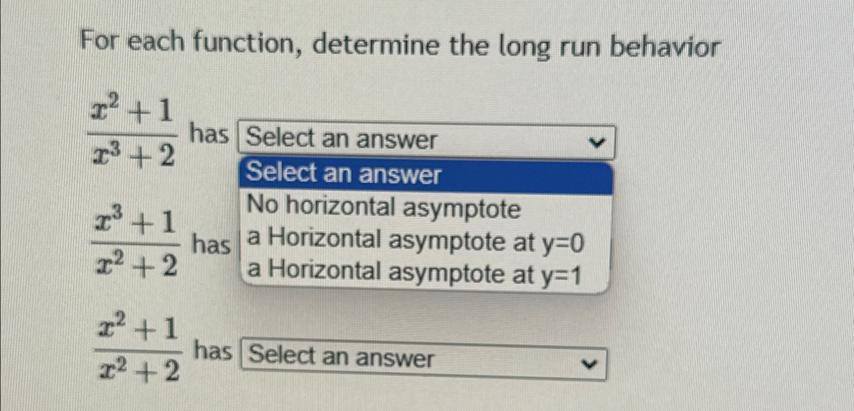 Solved For each function, determine the long run | Chegg.com