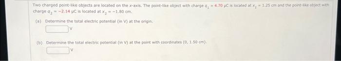 Solved Two charged point-like objects are located on the | Chegg.com