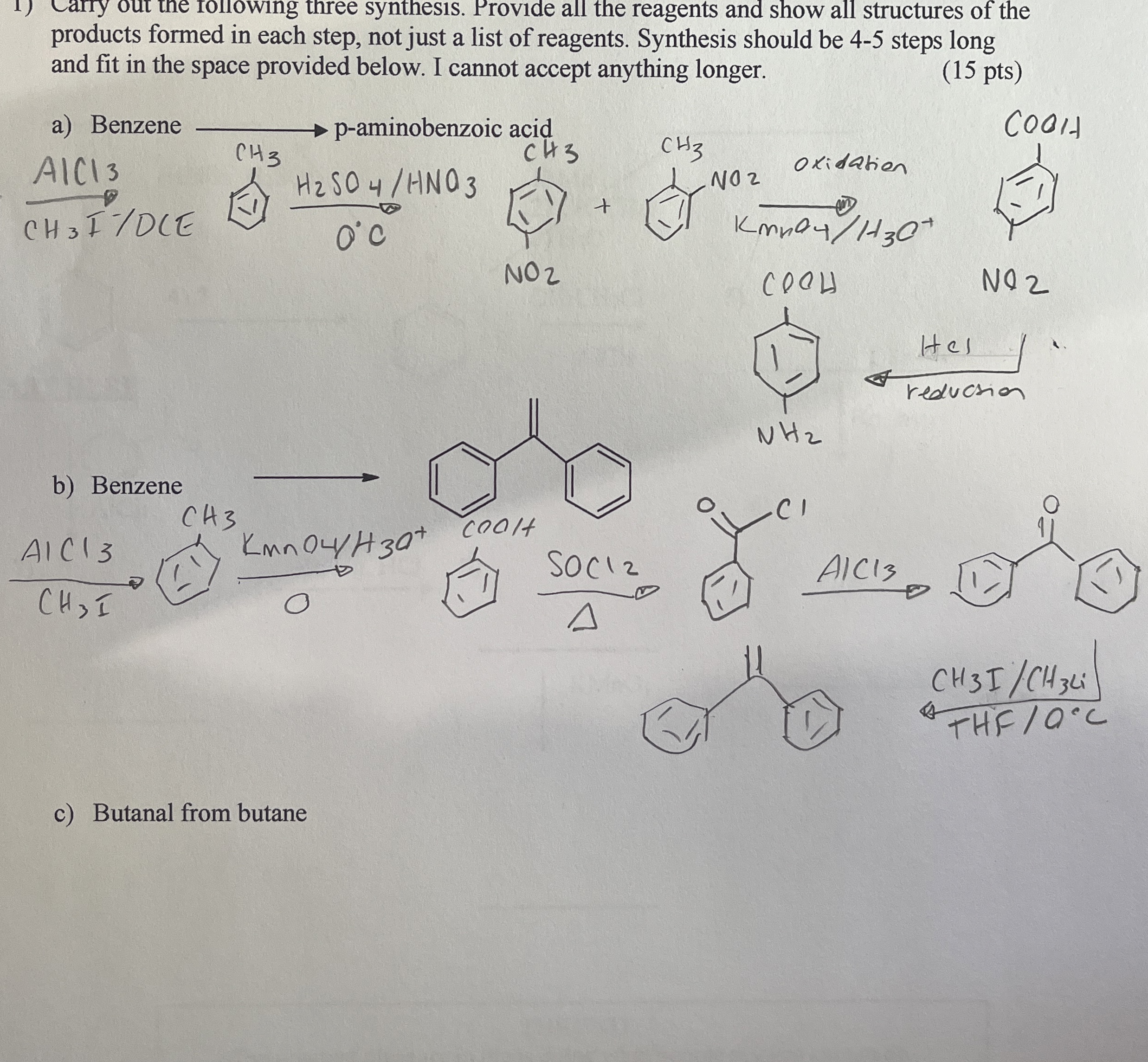 Solved Carry out the rollowing three synthesis. Provide all | Chegg.com