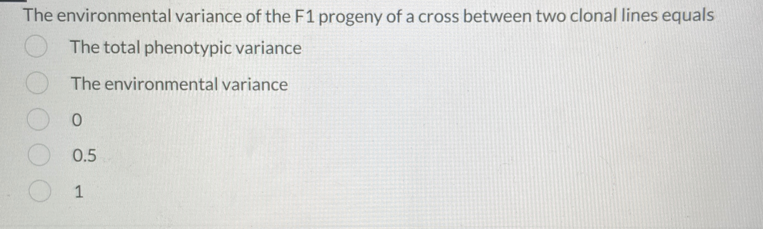 Solved The environmental variance of the F1 ﻿progeny of a | Chegg.com