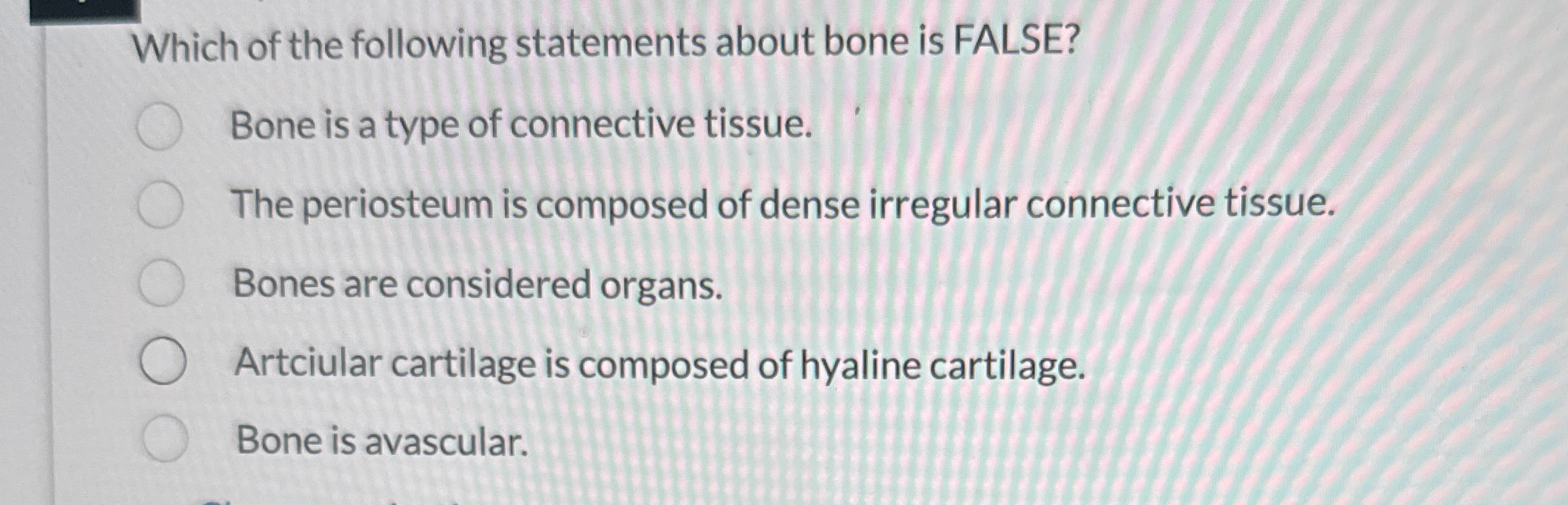 Solved Which of the following statements about bone is | Chegg.com