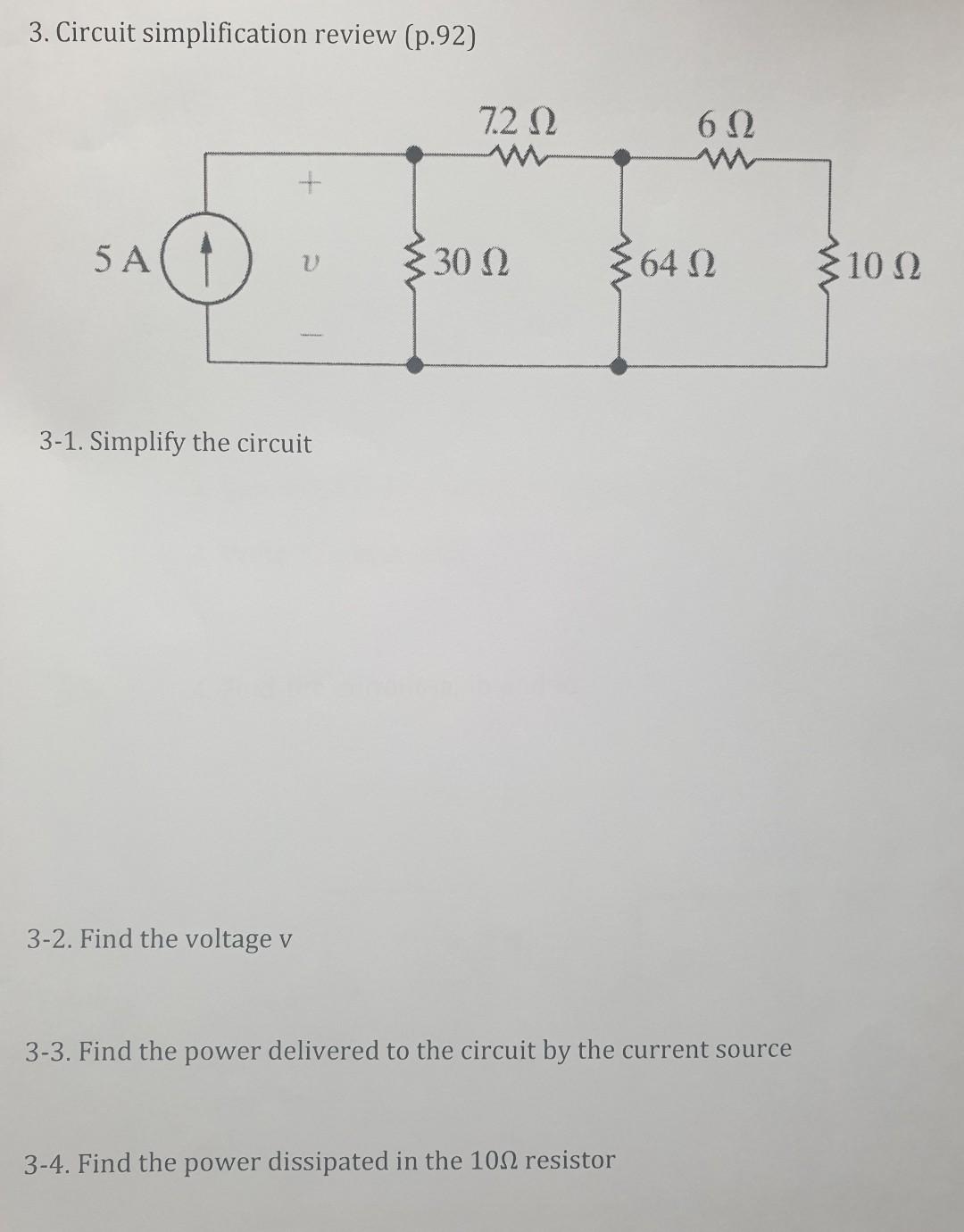 Solved 3. Circuit simplification review (p.92) 3-1. Simplify | Chegg.com